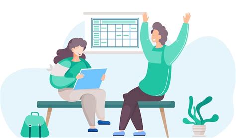 환자와 함께 앉아 병원 직장에서 컴퓨터와 통신하는 간호사 캐릭터 프리미엄 벡터