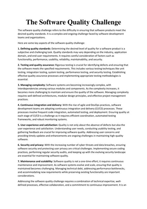 PDF The Software Quality Challenge