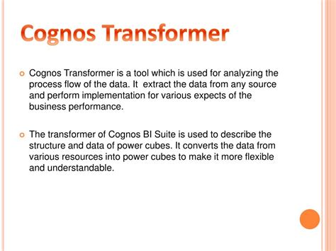 Ppt Cognos Transformer Training Cognos Transformer 11x Online Training Powerpoint
