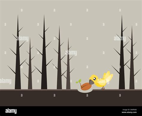 Bird And Tree Illustration Stock Vector Image Art Alamy