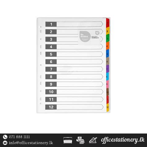File Separator Plastic 1 To 12 Price Officestationery Lk