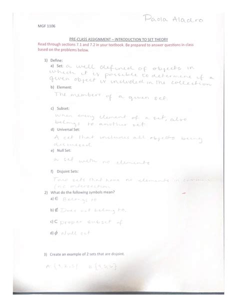 MGF 1106 Pre Class Ws MGF 1106 FIU Studocu