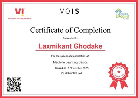 Laxmikant Ghodake On Linkedin Machinelearning Certification