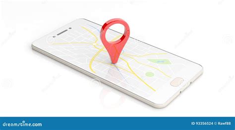 Map Pointer Location On A Smartphone 3d Illustration Stock