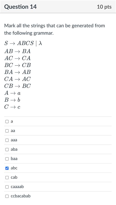Solved Mark All The Strings That Can Be Generated From The