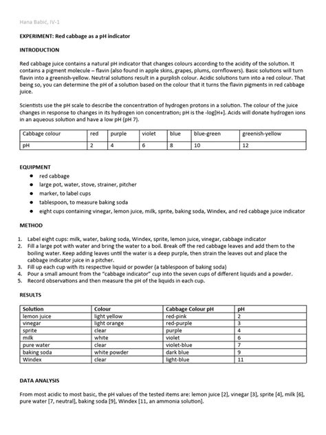 Ph Indicator Experiment Pdf Ph Acid