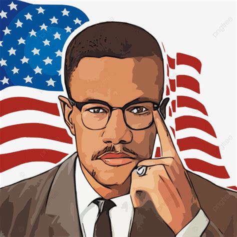 Malcolm X Com Bandeira Americana Vetor Png Malcolm X Americano Direitos Humanos Imagem Png E