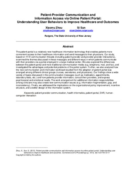 Pdf Patient Provider Communication And Information Access Via Online