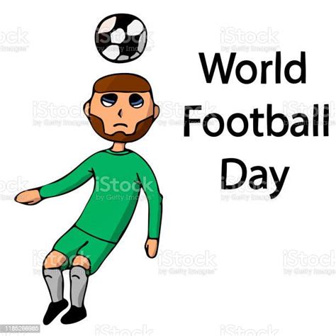 축구 선수는 그의 머리와 공을 안타 세계 축구의 날 격리 벡터 일러스트레이션 Championship에 대한 스톡 벡터 아트 및 기타 이미지 Championship 개념