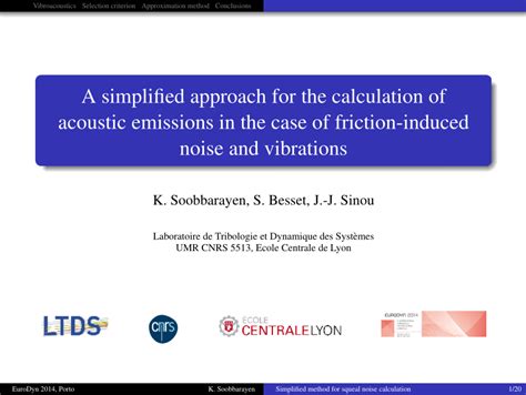 Pdf A Simplified Approach For The Calculation Of Acoustic Emissions In The Case Of Friction