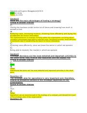 Operations And Logistics Management Quiz 1 Docx Operations And Logistics Management QUIZ 1