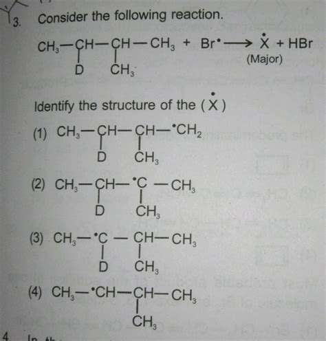 3 Consider The Following Reaction CH CH CH CH3 BrX HBrTD CH3Ide