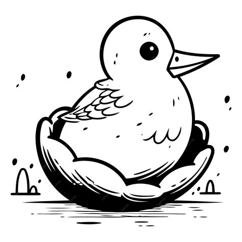 Premium Vector Hand Drawn Vector Illustration Of A Cute Duck Sitting In A Nest