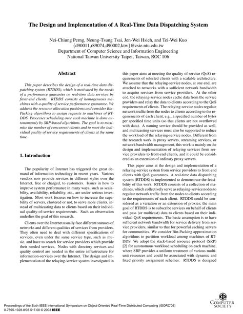 Pdf The Design And Implementation Of A Real Time Data Dispatching System