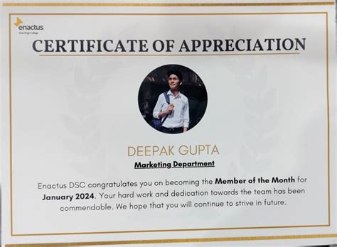 Deepak Kumar Gupta On Linkedin Enactusdsc Memberofthemonth Gratitude 17 Comments