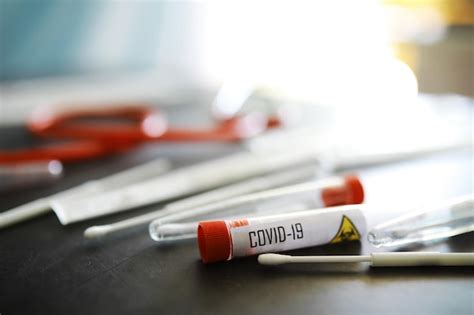 Premium Photo Medical Background Pcr Test For Covid Cotton Swabs For