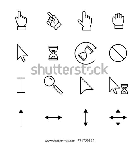 Set Cursor Icons Modern Thin Line Stock Vector Royalty Free