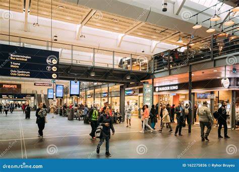 Oslo Norway People Visiting Oslo Central Station Railway Station