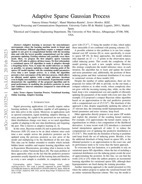 Pdf Adaptive Sparse Gaussian Process