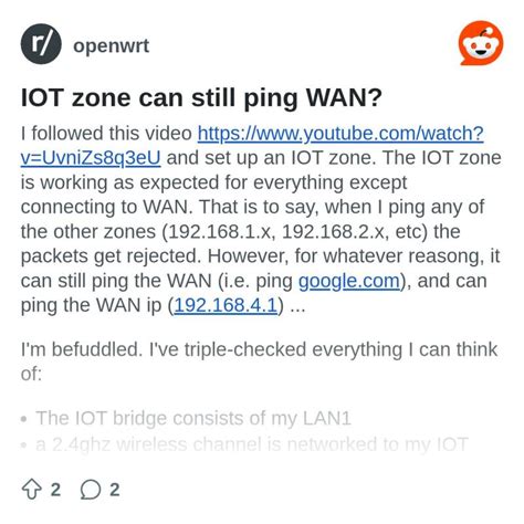 Finperform On Linkedin From The Openwrt Community On Reddit Iot Zone Can Still Ping Wan