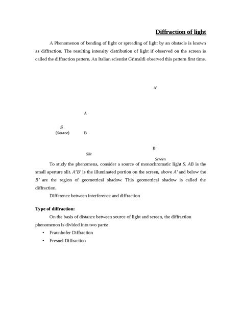 Diffraction Of Light Lecture Notes Docsity