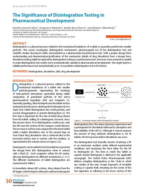 Disintegration Testing Download Free Pdf Tablet Pharmacy Pharmaceutical Formulation