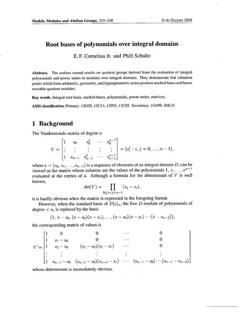 Pdf Root Bases Of Polynomials Over Integral Domains