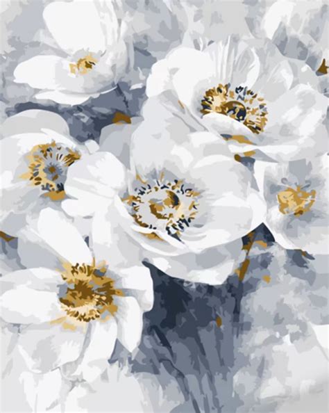 Набір для розпису по номерах Strateg Букет білих квітів 40х50 см Gs1085 4823113853853 фото