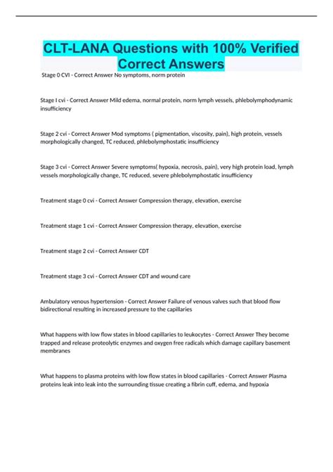 Clt Lana Questions With 100 Verified Correct Answers Clt Lana Stuvia Us