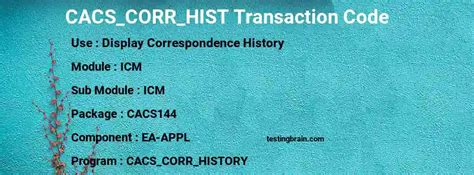 CACS CORR HIST SAP Tcode For Display Correspondence History