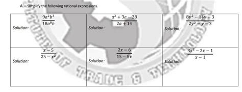 Simplify The Following Rational Expressions Brainly Ph