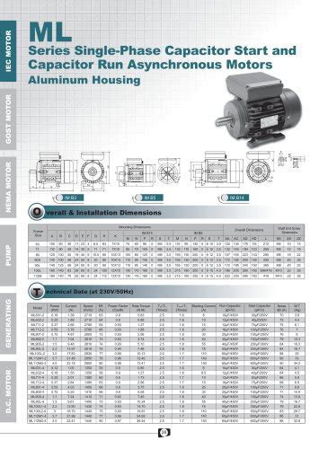 Ml Myt Mc Yc Series Single Phase Aluminum Asychronous Motors