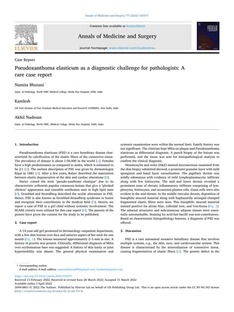 Pdf Pseudoxanthoma Elasticum As A Diagnostic Challenge For Pathologists A Rare Case Report