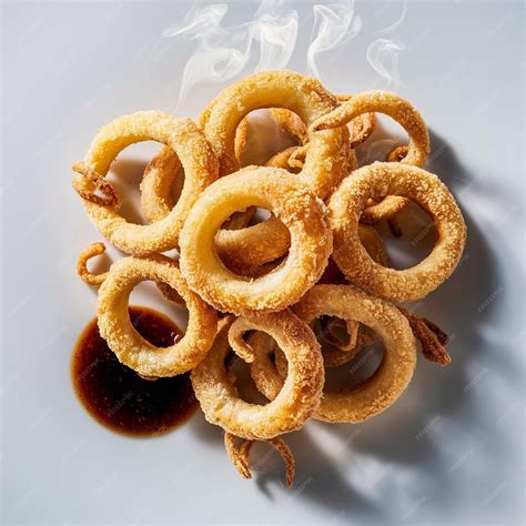 Premium Photo Crispy Fried Calamari Rings With Dipping Sauce