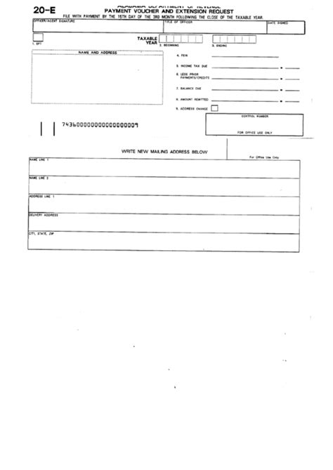 Fillable Form 20 E Payment Voucher Extension Request Alabama Department Of Revenue Printable