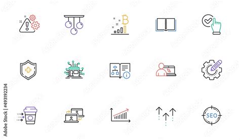 Bitcoin Graph Checkbox And Settings Gear Line Icons For Website Printing Collection Of Swipe
