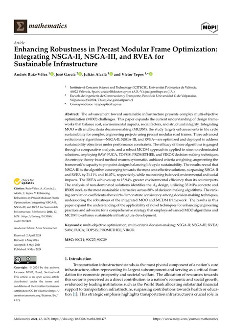 Pdf Enhancing Robustness In Precast Modular Frame Optimization Integrating Nsga Ii Nsga Iii