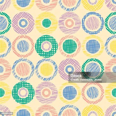 동그라미와 원활한 벡터 기하학 패턴 손으로 그리는 끝 없는 배경 질감 기하학적 수치 포장 웹 배경 위한 파스텔 그래픽 일러스트 템플릿 검은색에 대한 스톡 벡터 아트 및 기타