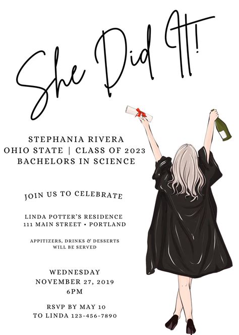 Class Of She Did It Graduation Party Invitation Welcome Sign Thank You Card Etsy