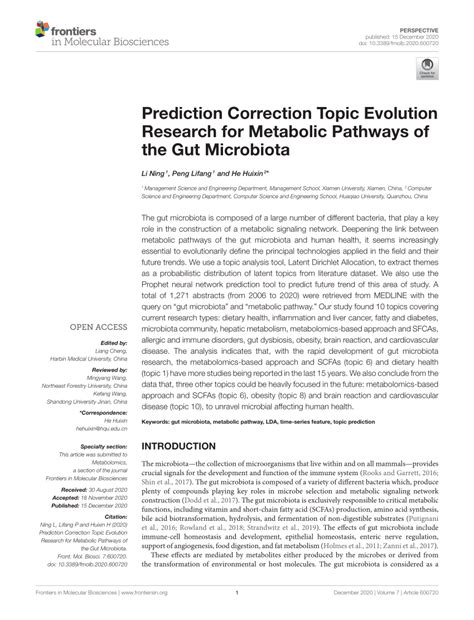 Pdf Prediction Correction Topic Evolution Research For Metabolic Pathways Of The Gut Microbiota
