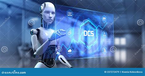dcs distributed control system scada 3d render cobot robotic arm stock