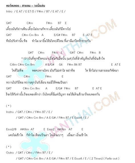 สายลม วงนั่งเล่น Janthai Music คอร์ดกีตาร์ เนื้อเพลง คอร์ดเพลง ฟังเพลง Mv