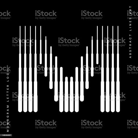 모노그램 로고 문자 M 선 추상 현대 미술 벡터 그림 검은색에 대한 스톡 벡터 아트 및 기타 이미지 검은색 기하 기하 도형 Istock