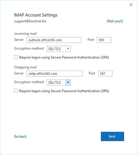 Server Settings For Office 365 Email Configuration Information