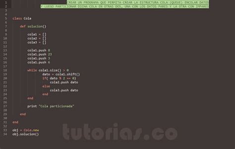 Colas Ruby POO Particionar Cola Tutorias Co