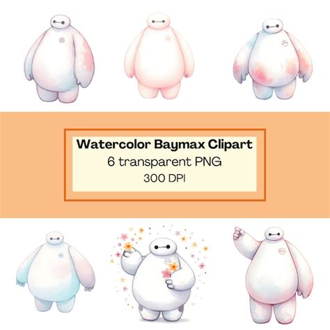 Watercolor Baymax Clipart Printable Png Etsy