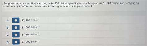 Solved Suppose That Consumption Spending Is 4200 ﻿billion