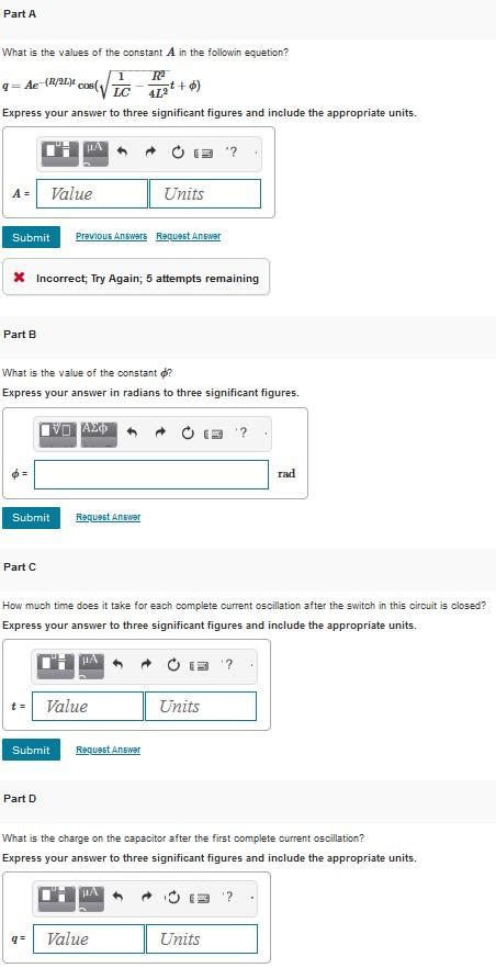 Solved An L R C series circuit has L 0 600 H C 8 00 μF Chegg com