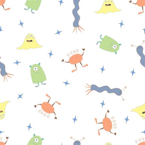 Premium Vector Alian Seamless Space Pattern Doodle Style Design For