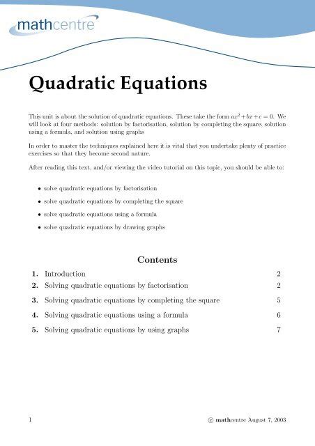 Unit Solving Quadratic Equations Answer Key Tessshebaylo